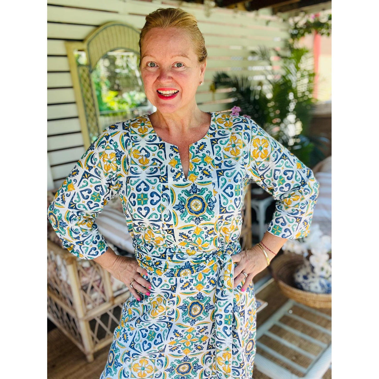 Lisbon Hand-Painted Midi Kaftan Dress | Martha’s Vineyard